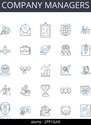 Company managers line icons collection. Circuit, Capacitor, Transistor ...