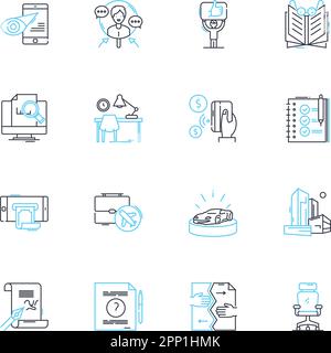 Living quarters linear icons set. Dormitory, Apartment, Condo, House ...