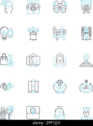 Strategy formulation linear icons set. Analysis, Planning, Tactics ...