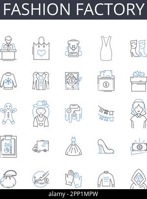 Fashion factory line icons collection. Clothing workshop, Style ...