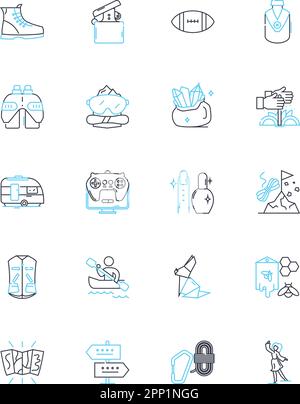 Adventure sports linear icons set. Thrilling, Challenging, Adrenaline ...