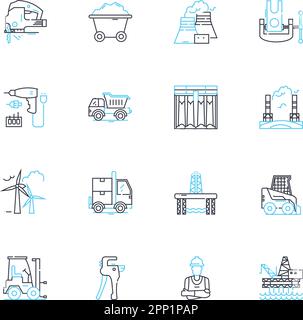 Structural engineering linear icons set. Stability, Analysis, Design, Foundation, Load ...