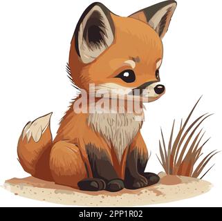 Realistic cartoon fox isolated on white background - Vector ...