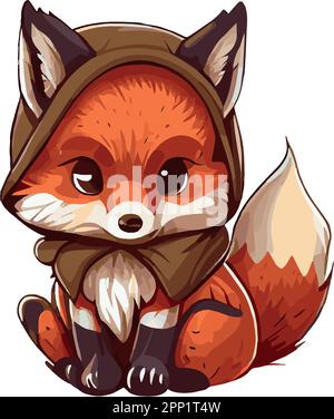 Realistic cartoon fox isolated on white background - Vector ...
