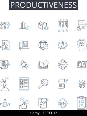 Productiveness line icons collection. Efficiency, Effectiveness, Productivity, Capability ...