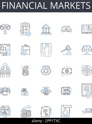 Financial markets line icons collection. Stock exchange, Investment ...