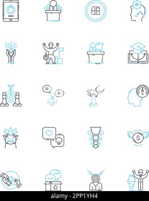 Multinational marketing linear icons set. Globalization, Localization ...