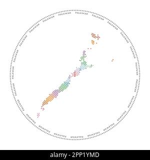 Palawan icon. Round logo with island map and title. Stylish Palawan ...