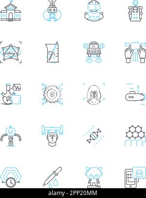 Cognitive machinery linear icons set. Cognition, Brain, Artificial ...
