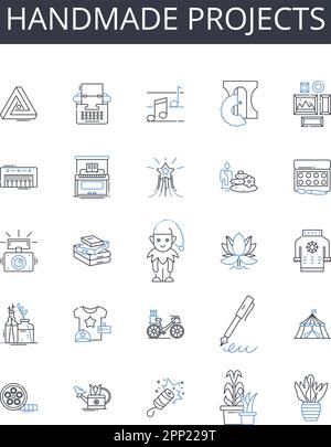 Handmade projects line icons collection. Heritage, Tradition ...