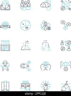 Organizational behavior linear icons set. Culture, Communication ...