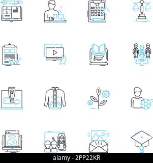 Proficiency linear icons set. Competency, Skillfulness, Mastery ...