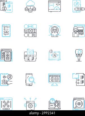 Niche marketing linear icons set. Segmentation, Positioning, Targeting, Micro-niche ...