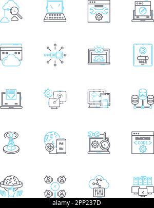 Mesh linear icons set. Netting, Woven, Interlaced, Fibers, Knitted ...