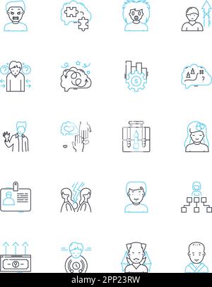 Time intelligence linear icons set. Analytics, Forecasting, Machine ...