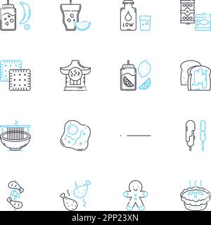 Nutritious meals linear icons set. Balanced, Wholesome, Nutrient-dense ...