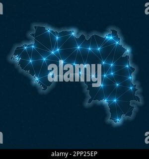 Network map of Guinea. Country digital connections map. Technology, internet, network ...