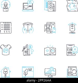 Influence power linear icons set. Authority, Control, Dominance, Impact ...