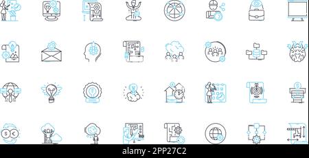 Company values linear icons set. Integrity, Ethics, Trust, Respect ...
