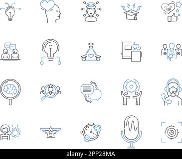 Commencement phase line icons collection. Introduction, Activation, Inception, Beginning, Start ...