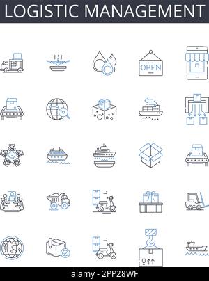 Material handling line icons collection. Warehouse, Forklift, Conveyor ...