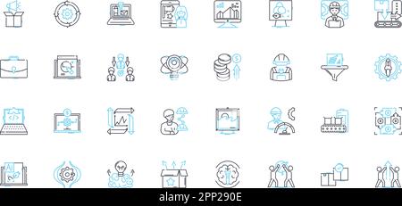 Project tracking linear icons set. Progress, Schedule, Milests ...