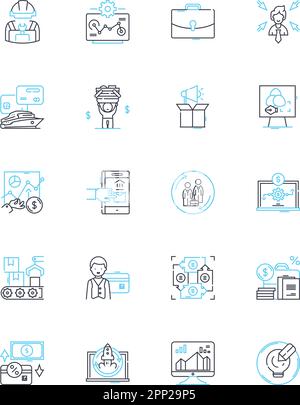 Wealth accumulation linear icons set. Prosperity, Investment, Savings ...