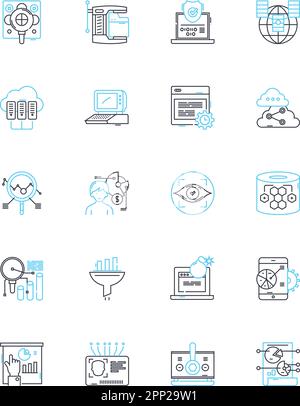 Large-scale analytics linear icons set. Big data, Analytics, Insights, Interpretation ...