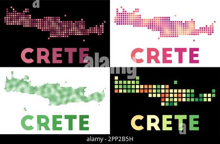 Crete map. Map of Crete in dotted style. Borders of the island filled ...