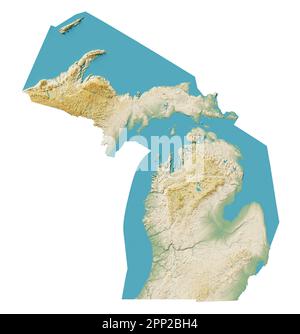 Michigan, shaded relief map Stock Photo - Alamy