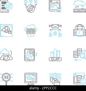Business forecasting linear icons set. Prediction, Projections ...