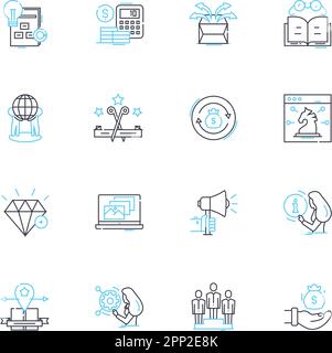 Consolidation linear icons set. Merger, Integration, Amalgamation ...