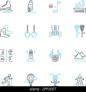 Amusement pastime linear icons set. Thrills, Fun, Entertainment, Joy ...
