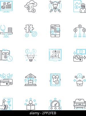 Mtary compensation linear icons set. Benefits, Remuneration, Salary ...