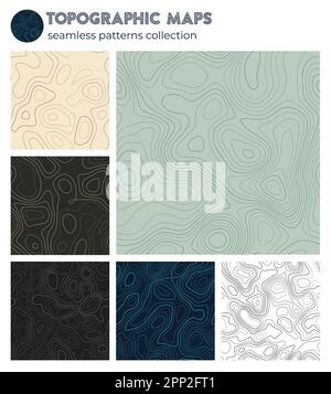 Topographic maps. Amazing isoline patterns, seamless design. Modern ...