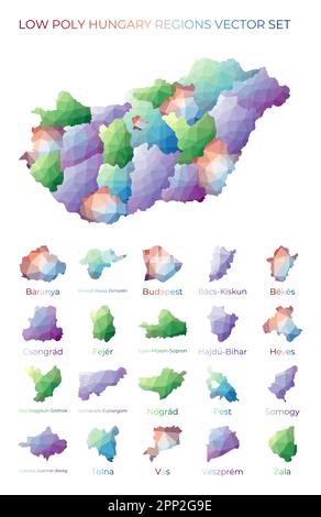 European low poly regions. Polygonal map of Europe with regions. Geometric maps for your design ...