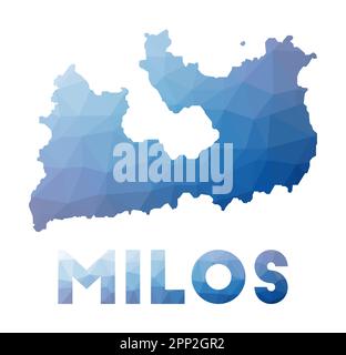 Milos icon. Vector polygonal map of the island. Milos icon in geometric ...