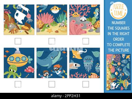 Complete the octopus picture. Vector under the sea symmetrical drawing ...