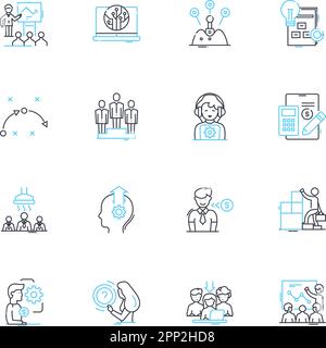 Firm advancement linear icons set. Progression, Growth, Development ...