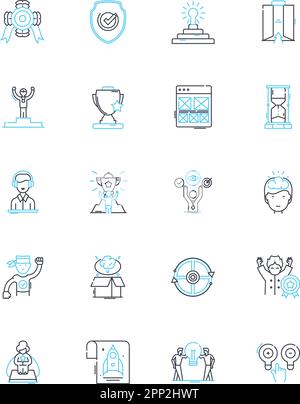 Work evolution linear icons set. Automation, Collaboration ...