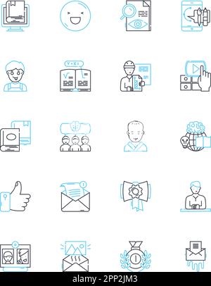 Summit linear icons set. Attainment, Acme, Pinnacle, Summitting ...