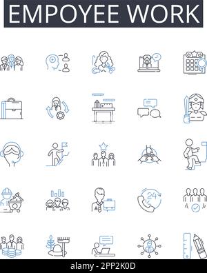 Empoyee work line icons collection. Algorithms, Analytics, Automation ...
