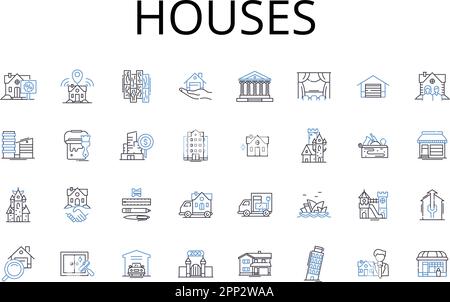 Houses line icons collection. Residences, Dwellings, Abodes, Homesteads ...