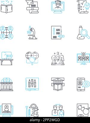 Continuing Education linear icons set. Development, Progression ...