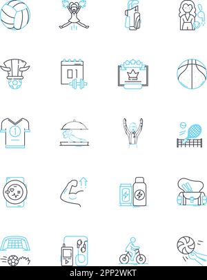 Athletics linear icons set. Sprinting, Running, Jumping, Hurdling, Pole ...