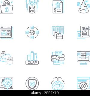 Spreadsheet line vector icons and signs. Data, Table, Calculation, Calc, Sheet, Formulas, Grid ...