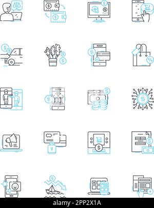 Competitive intelligence linear icons set. Analysis, Insights, Research ...