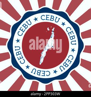 Cebu icon. Round logo with island map and title. Stylish Cebu badge ...