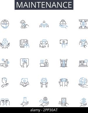 Maintenance line icons collection. Upkeep, Repair, Care, Service ...