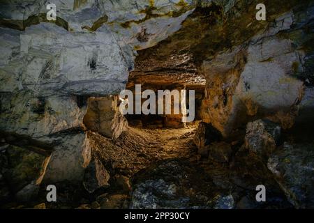 Old abandoned collapsed limestone mine Stock Photo - Alamy